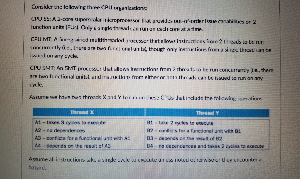 Solved Consider the following three CPU organizations: CPU | Chegg.com
