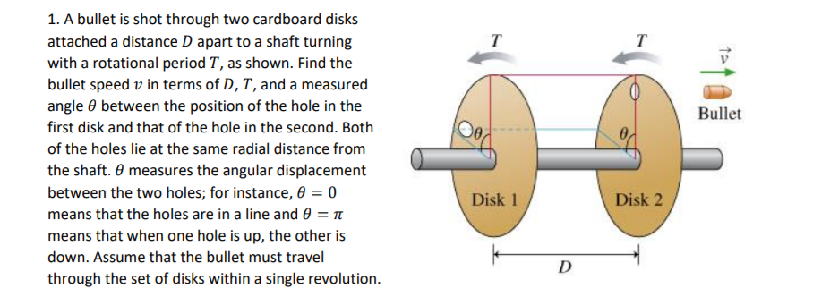 Solved 1. A bullet is shot through two cardboard disks | Chegg.com