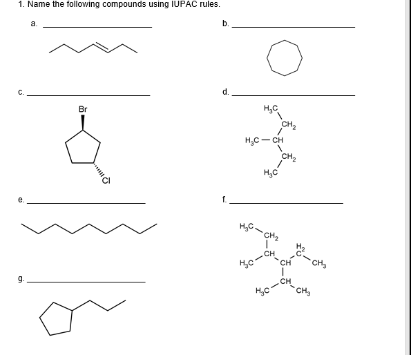 Solved Name the following compounds using IUPAC rules. | Chegg.com
