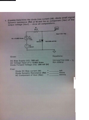 Solved Determine the diode bias current (Id), diode small | Chegg.com