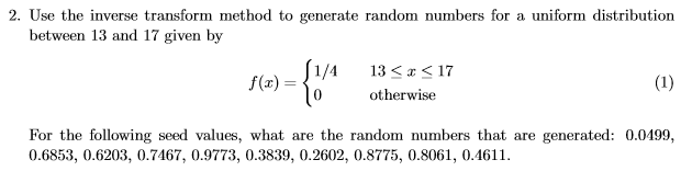 Solved Use the inverse transform method to generate random | Chegg.com