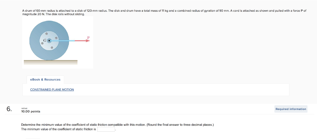 Solved A drum of 60-mm radius is attached to a disk of | Chegg.com
