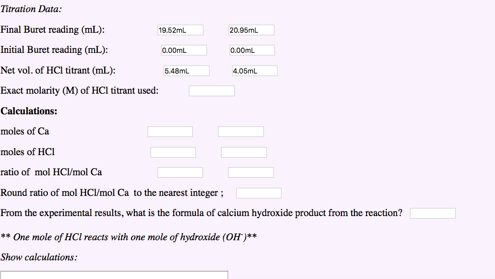 Solved Please help! Molarity of HCl: 0.300 1. Exact molarity | Chegg.com