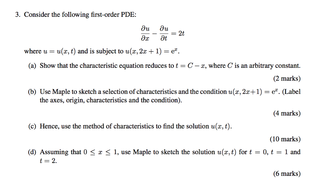 Solved 3. Consider the following first-order PDE: )2 where | Chegg.com