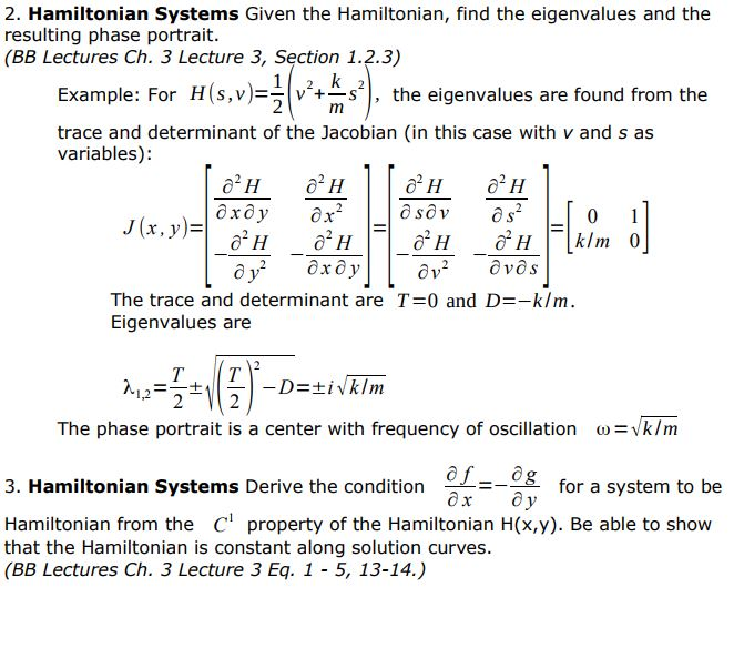 2 Hamiltonian Systems Given The Hamiltonian Find