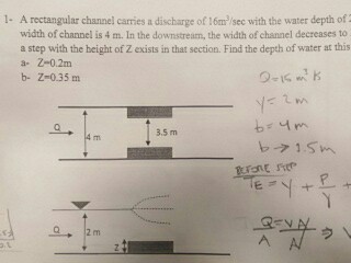 Solved 1- A rectangular channel carries a discharge of | Chegg.com