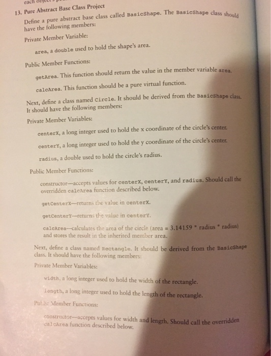 Solved Pure abstract base class project. Help please, I've | Chegg.com