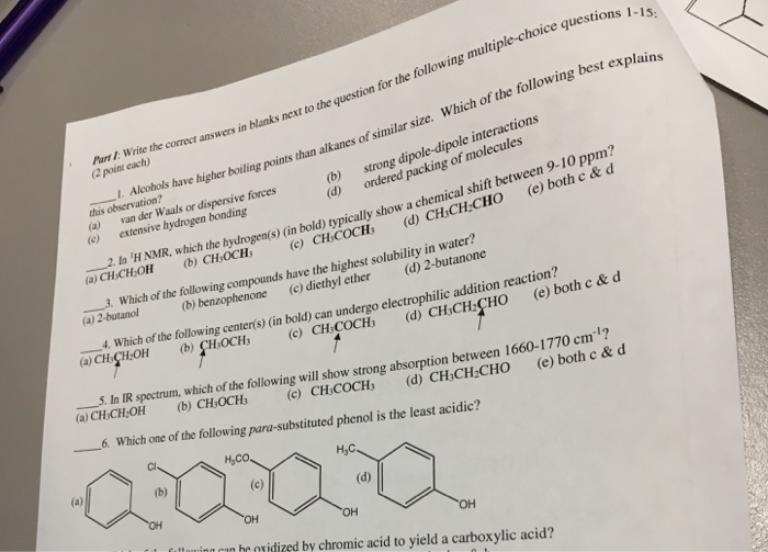 Solved Alcohols have higher boiling points than alkanes of | Chegg.com
