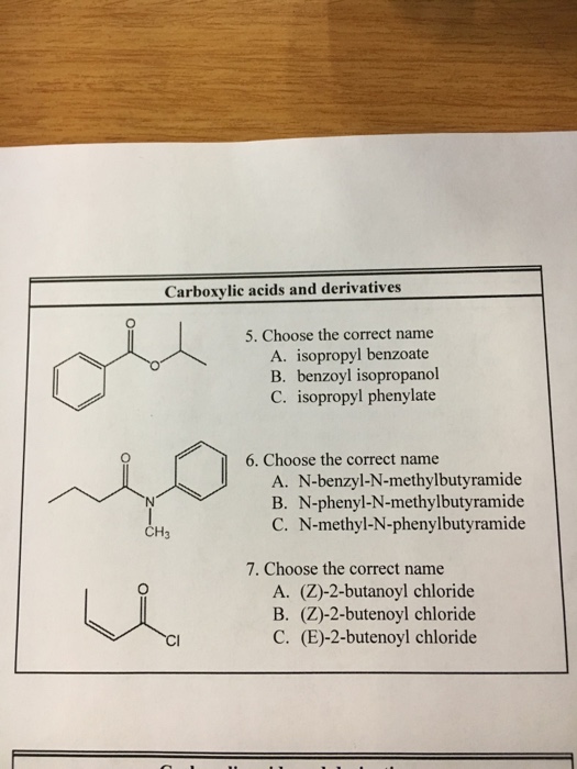 Solved Carboxylic acids and derivatives 1. Which of the | Chegg.com