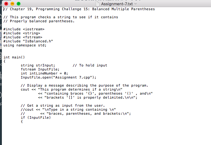 Solved Chapter 19 Challenge 15. Balanced Multiple Delimiters | Chegg.com