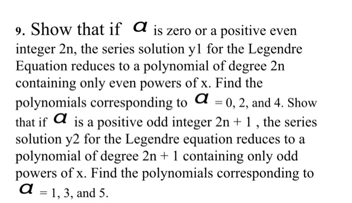 Solved Show that if a is zero or a positive even integer 2n, | Chegg.com