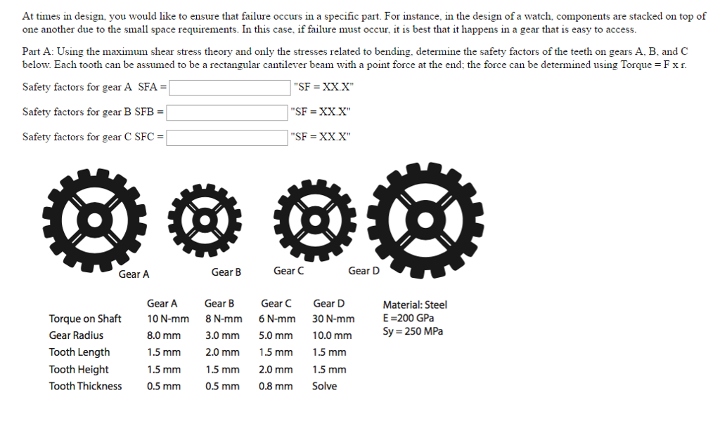Solved Part B: Vary the thickness of the teeth on gear D to | Chegg.com