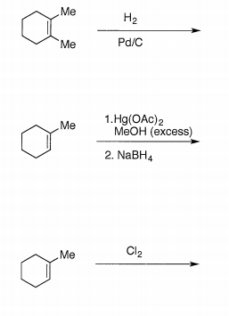 Solved Me H2 Pd/C Me 1.Hg(OAc)2 Me MeOH (excess) 2. NaBH4 Me | Chegg.com