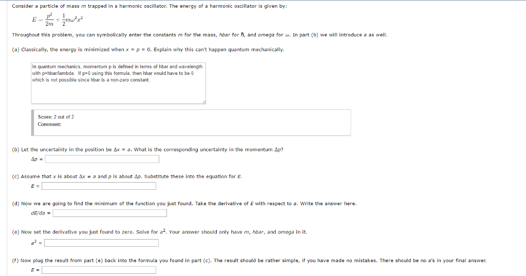 Solved Consider a particle of mass m trapped in a harmonic | Chegg.com