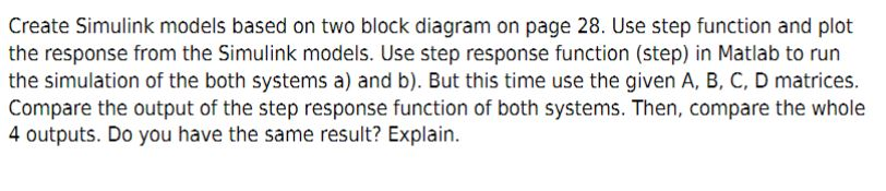 Create Simulink models based on two block diagram on | Chegg.com