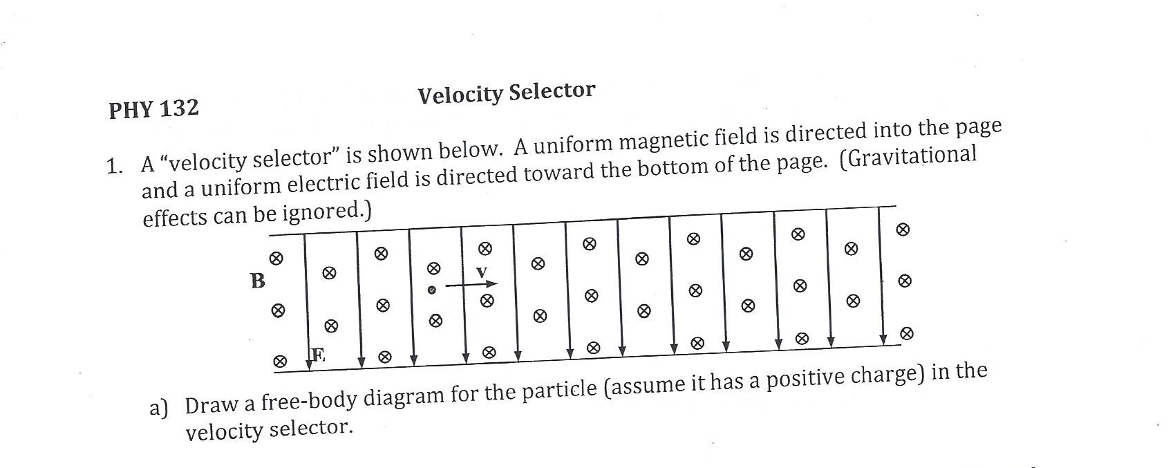 Solved 1. A velocity selector is shown below. A uniform | Chegg.com