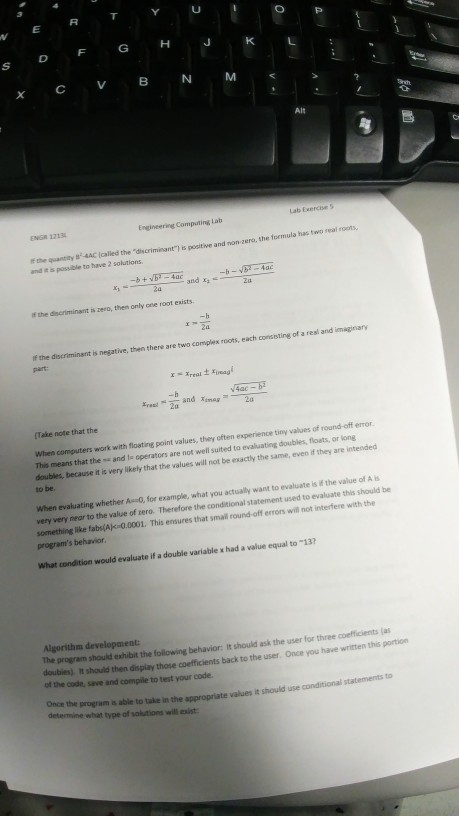 Solved ENGR 1213L Lab Exercise #5 selection Structures | Chegg.com