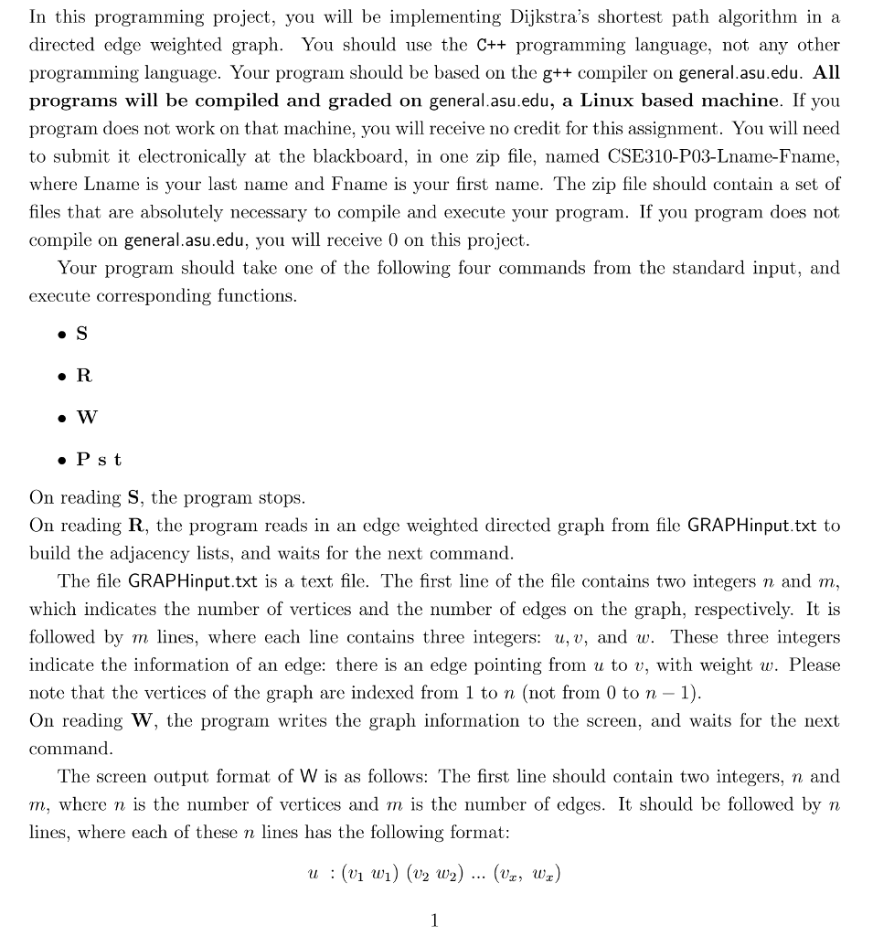 Solved In this programming project, you will be implementing | Chegg.com