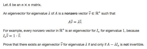 Solved Let A be an n times n matrix. An eigenvector for | Chegg.com