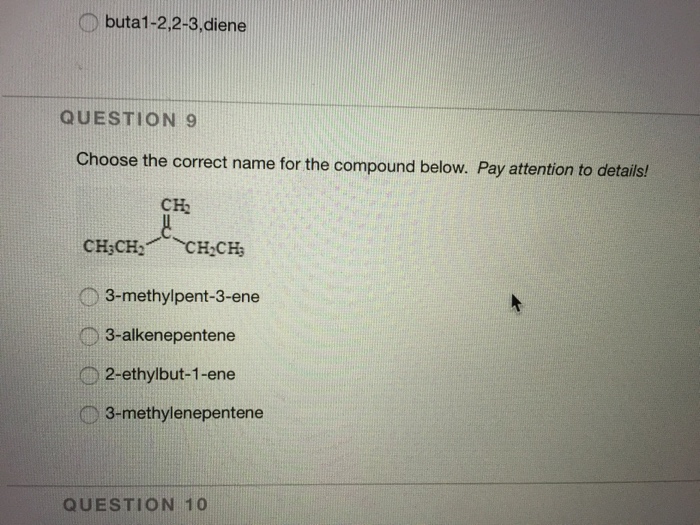 Solved Choose the correct name for the compound below. Pay | Chegg.com