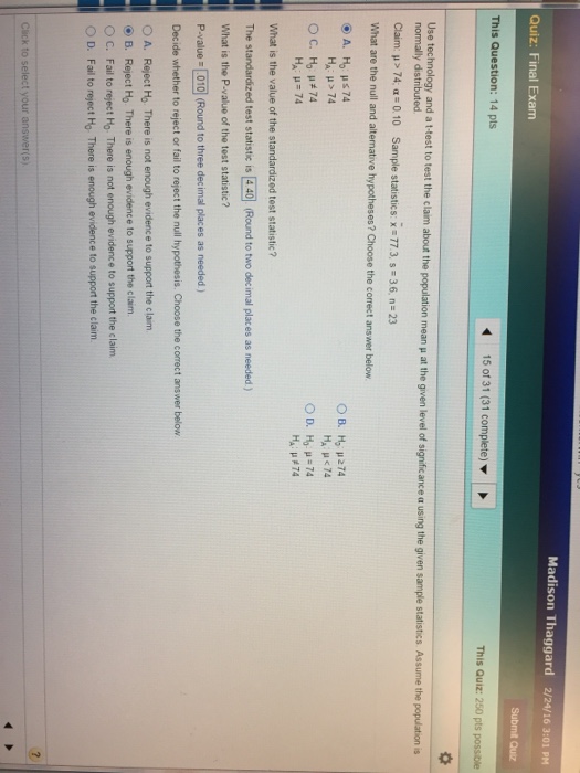 Solved Use technology and a t-test the claim about the | Chegg.com