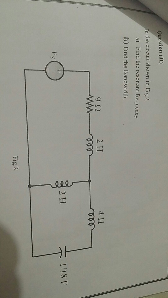 Solved n the circuit shown in Fig.2 Find the resonant | Chegg.com