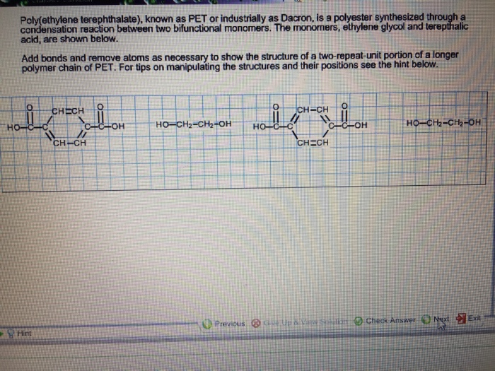 Solved Poly(ethylene terephthalate). known as PET or | Chegg.com