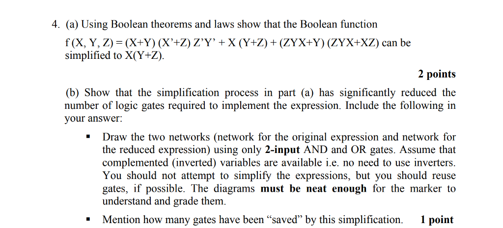 Solved 4. (a) Using Boolean theorems and laws show that the | Chegg.com