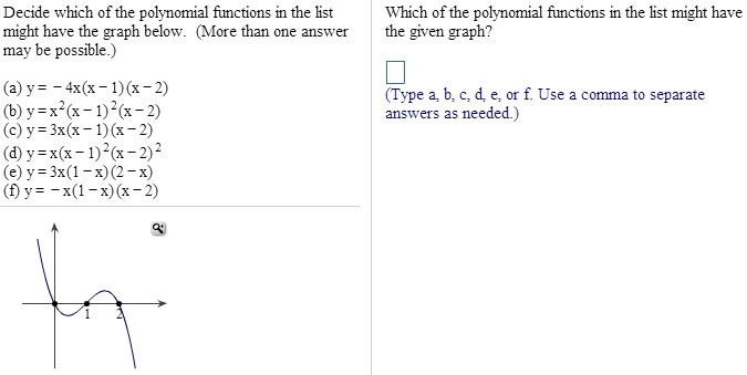 Solved Decide which of the polynomial functions in the list | Chegg.com