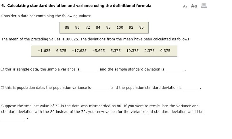 Solved 6. Calculating standard deviation and variance using | Chegg.com