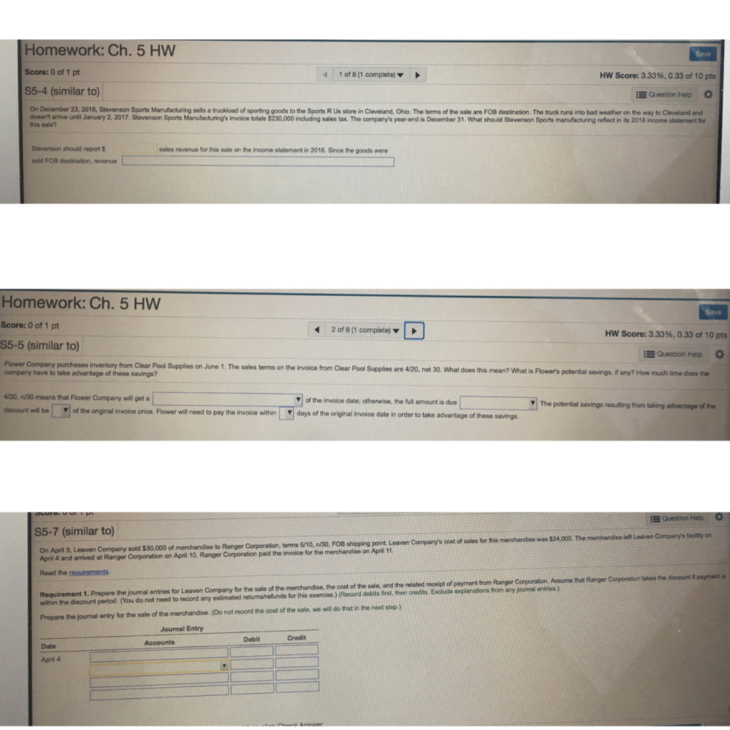 Solved Homework: Ch. 5 HW Score: 0 of 1 pt S5-4 (similar to) | Chegg.com