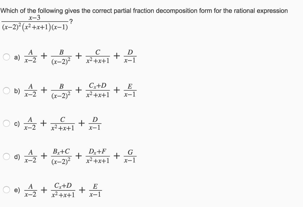Solved Which of the following gives the correct partial | Chegg.com