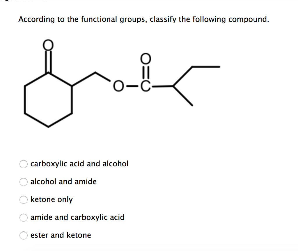 Solved According to the functional groups, classify the | Chegg.com