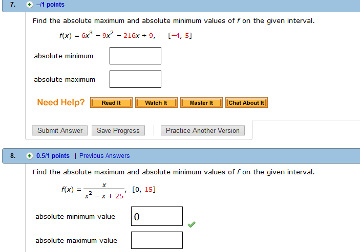 Solved Find the absolute maximum and absolute minimum values | Chegg.com