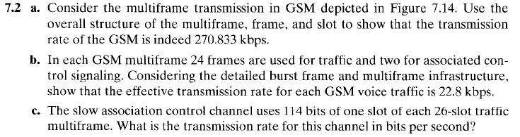 Solved 7.2 a. Consider the multiframe transmission in GSM | Chegg.com