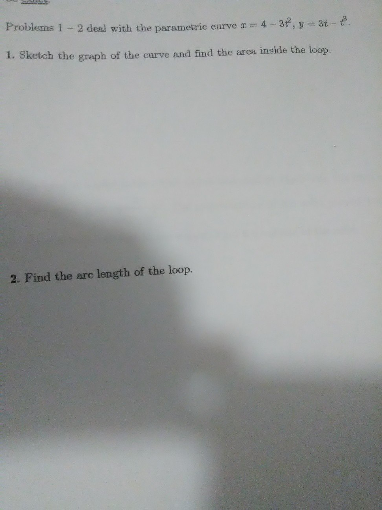 Solved Parametric curve x=4-3t^2, y=3t-t^3. Sketch the graph | Chegg.com