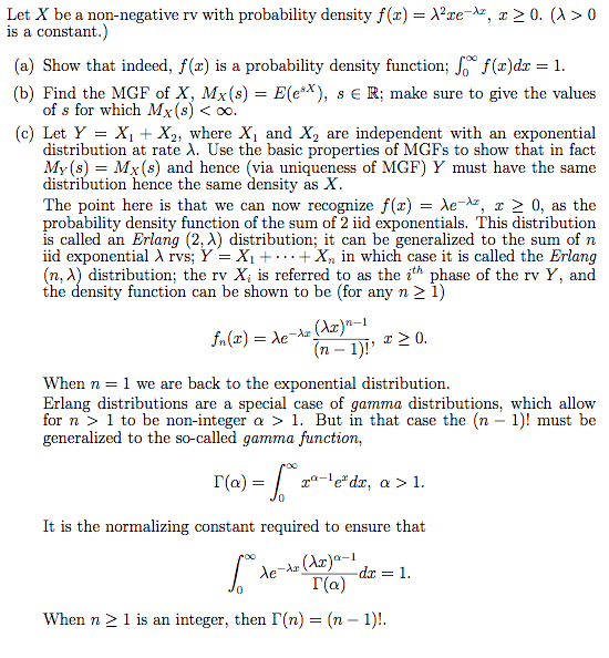 Solved Let X be a non-negative random variable (rv) with | Chegg.com