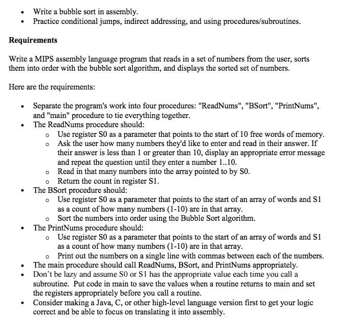 Solved . Write a bubble sort in assembly. . Practice | Chegg.com