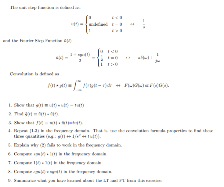 Solved The unit step function is defined as: 0 t