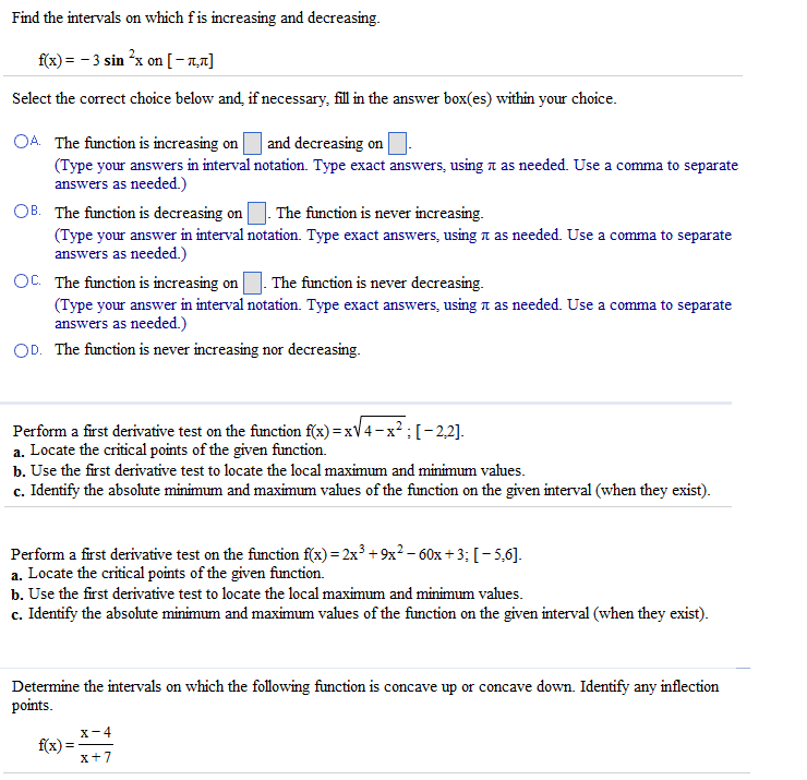Solved Find the intervals on which f is increasing and | Chegg.com