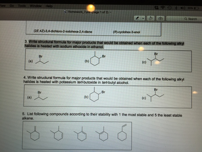 Solved 3. Write structural formulas for major products that | Chegg.com