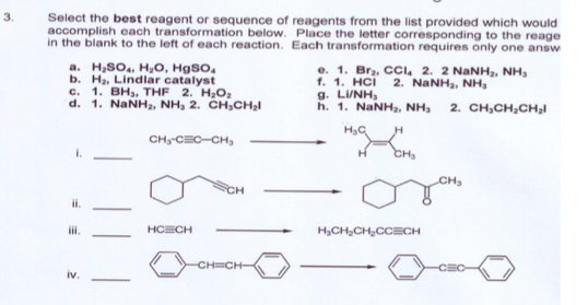 Solved 3 Select the best reagent or sequence of reagents | Chegg.com