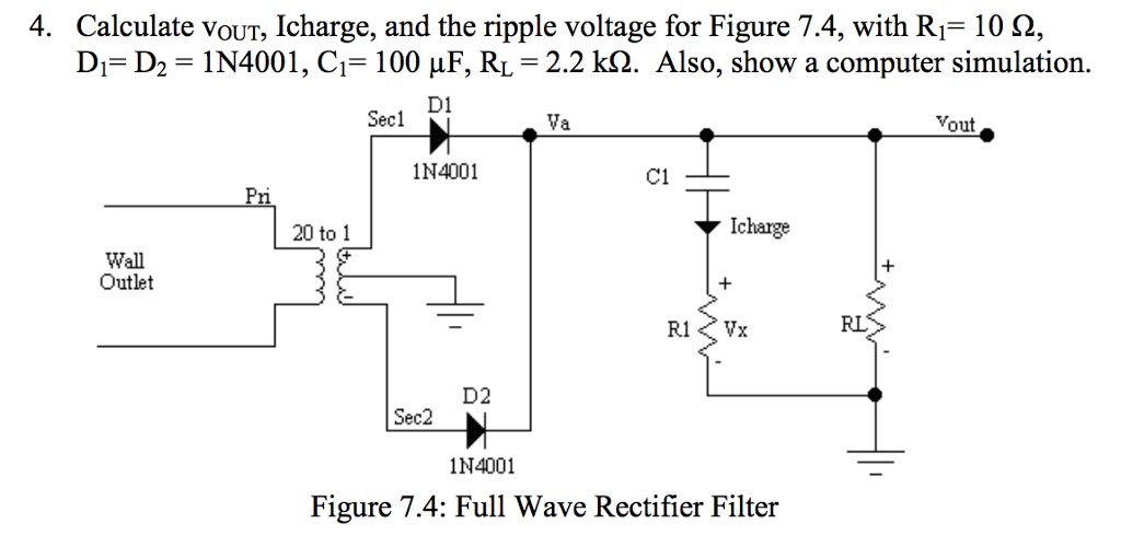 Calculate VoUT, Icharge, and the ripple voltage for | Chegg.com