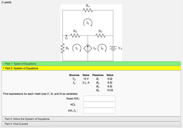 Solved 1 point) R4 Is R2 Rs Part 1: Types of Equ ations Part | Chegg.com