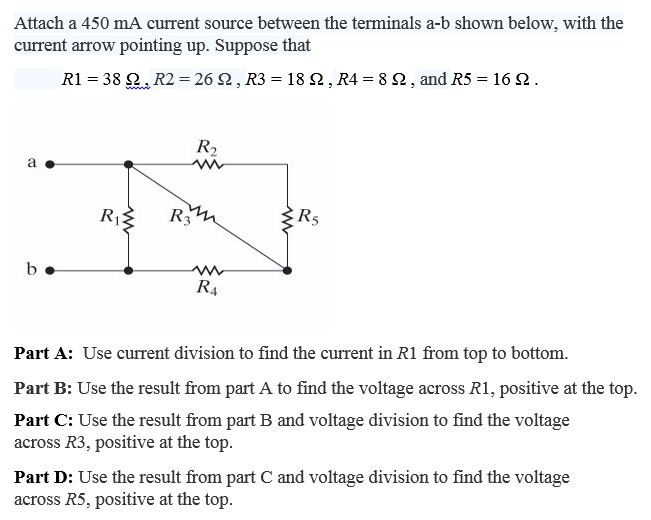 Solved Attach a 450 mA current source between the terminals | Chegg.com