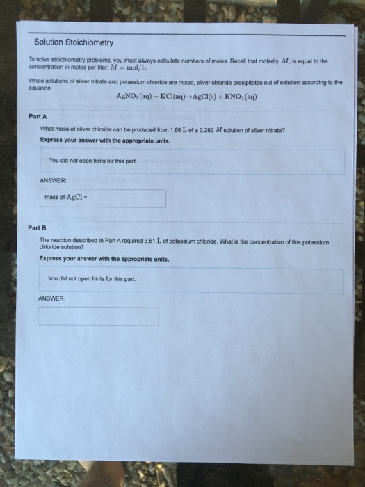 Solved Solution Stoichiometry To solve stoichiometry | Chegg.com