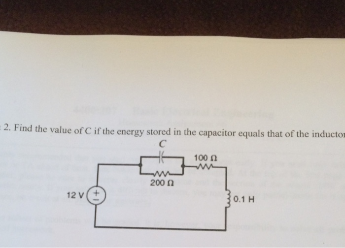 Solved 2. Find the value of C if the energy stored in the | Chegg.com