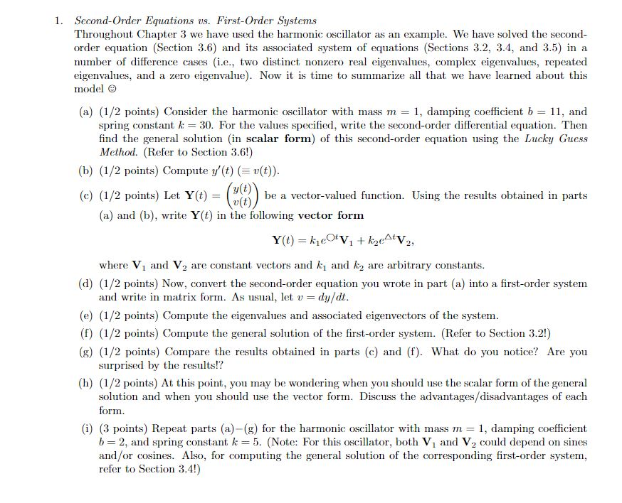 Solved Second-Order Equations vs. First-Order Systems | Chegg.com