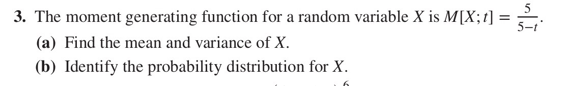 Solved 3. The moment generating function for a random | Chegg.com