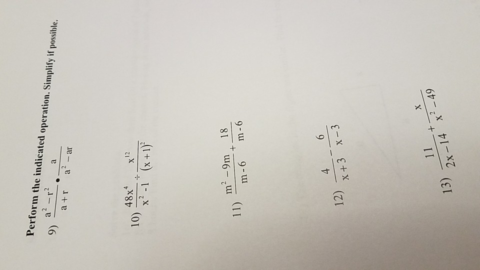 Solved Perform the indicated operation. Simplify if possible | Chegg.com